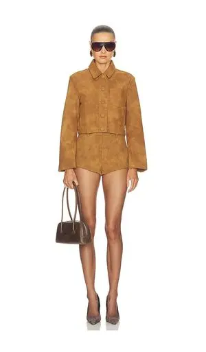 Bardot Lorenzo Croc Faux Suede Jacket In Brown