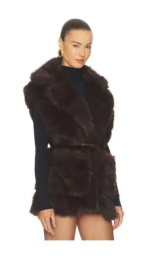 Bardot Brentley Faux Fur Vest In Chocolate