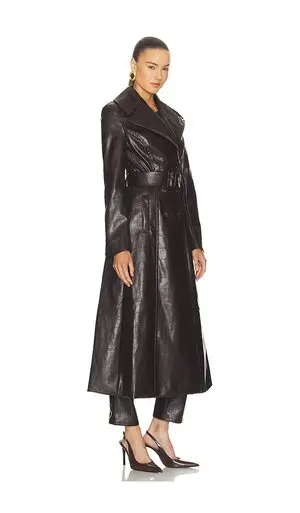 Bardot Andros Faux Croc Leather Coat In Purple