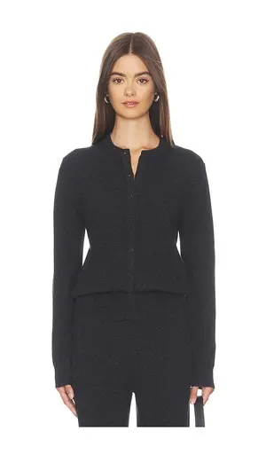 Naadam Atelier Cashmino High Neck Cardigan In Grey