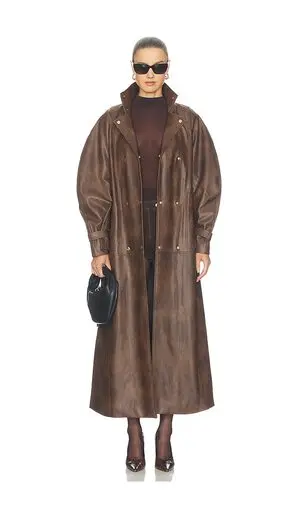 Bardot Milana Faux Leather Trench In Chocolate