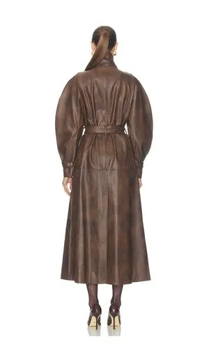Bardot Milana Faux Leather Trench In Chocolate