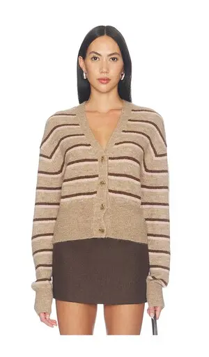 LOVERS AND FRIENDS Haidee Striped Cardigan In Brown