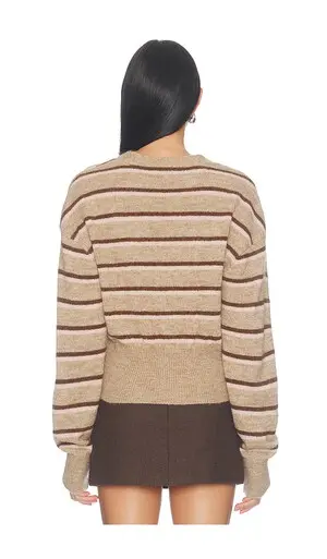 LOVERS AND FRIENDS Haidee Striped Cardigan In Brown