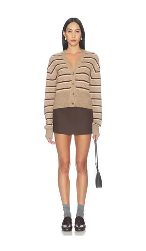 LOVERS AND FRIENDS Haidee Striped Cardigan In Brown