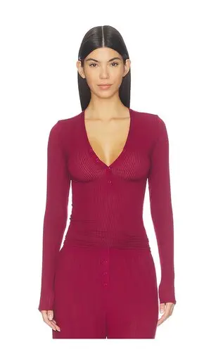 NEGATIVE UNDERWEAR Whipped Henley In Burgundy - Cassis