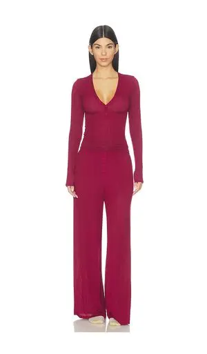 NEGATIVE UNDERWEAR Whipped Henley In Burgundy