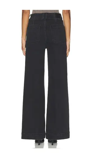 PISTOLA Lana Double Button Wide Leg Jeans In Black