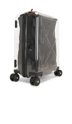 Off-White Quote Arrow Trolley Luggage + Stickers In Black