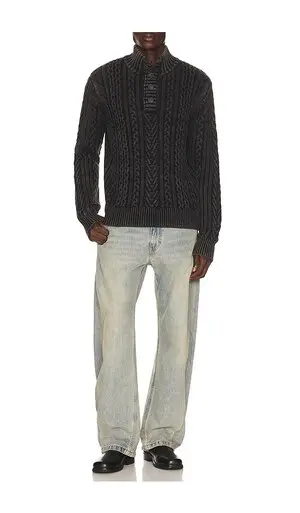 SCHOTT Cable Knit Fishermans Sweater