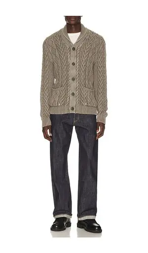 SCHOTT Cable Knit Cardigan In Green