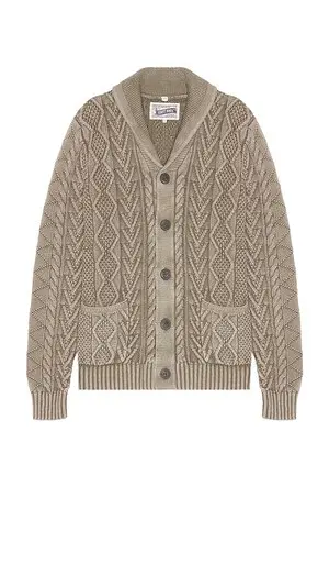 SCHOTT Cable Knit Cardigan In Green