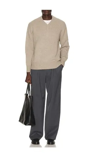 Soft Goat V Neck Sweater In Grey