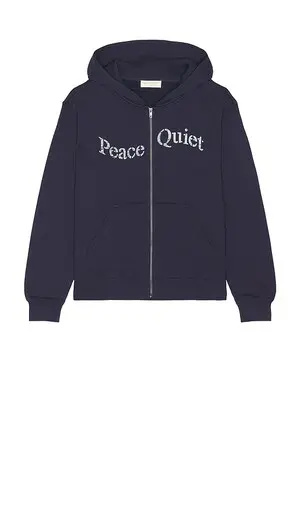 MUSEUM OF PEACE & QUIET Stencil Zip-up Hoodie In Blue