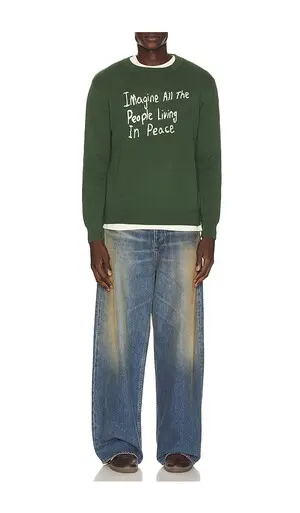 MUSEUM OF PEACE & QUIET Imagine Knit Sweater In Green