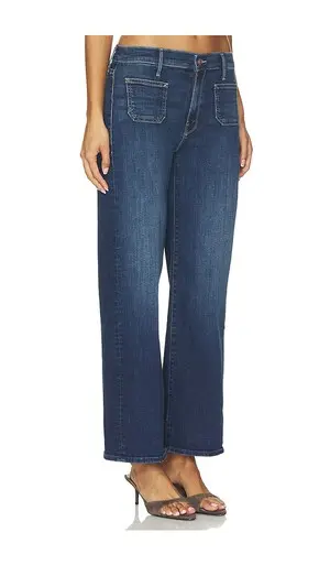 MOTHER Lil Petite Patch Pocket Mid Rise Maven Sneak Jeans In Blue