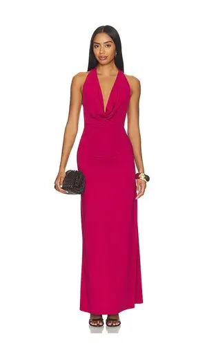 RUNAWAY THE LABEL Ivy Cowl Racerback Maxi Dress In Red