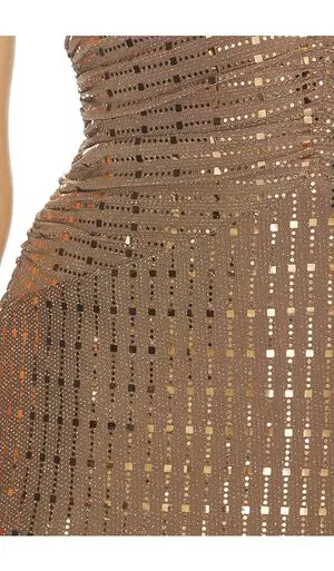 RUNAWAY THE LABEL Nara Deep V-neck Maxi Dress In Metallic