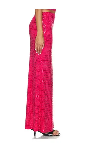 RUNAWAY THE LABEL Retta Ruched Waistband Maxi Skirt In Red