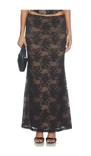RUNAWAY THE LABEL Kiani Low Waist Lace Maxi Skirt - Black