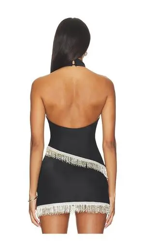 RUNAWAY THE LABEL Valia Halter Asymmetrical Hem Top