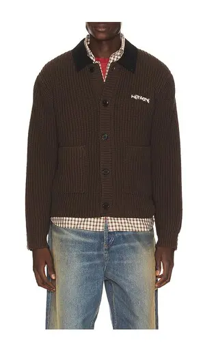 We11Done Contrast Collar Knit Cardigan