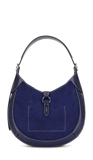 Polo Ralph Lauren Suede Leather Shoulder Bag In Navy
