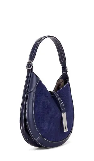 Polo Ralph Lauren Suede Leather Shoulder Bag In Navy