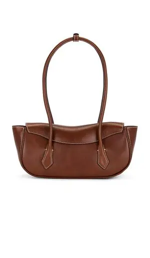 Polo Ralph Lauren Shiny Tumbled Calf Shoulder Bag In Brown