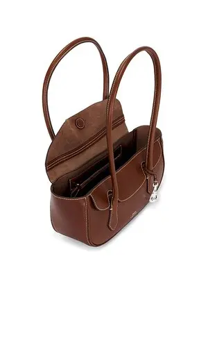 Polo Ralph Lauren Shiny Tumbled Calf Shoulder Bag In Brown