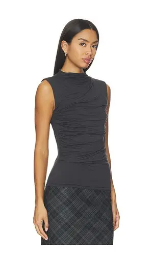 Enza Costa Fluid Viscose Jersey Sleeveless Twist Top In Black