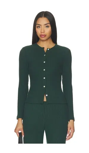 Donni. The Sweater Rib Cardigan In Dark Green