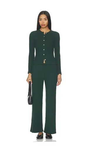 Donni. The Sweater Rib Cardigan In Dark Green