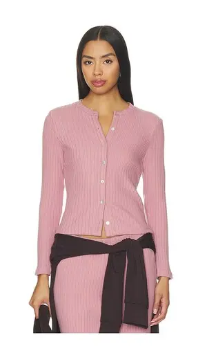 Donni. The Sweater Rib Cardigan In Pink - Roz