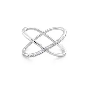 SPERO LONDON Sterling Pave X Ring - Silver