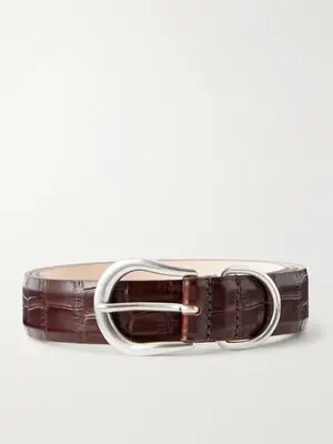 DEHANCHE Hollyhock 3cm Croc-effect Leather Belt - Brown