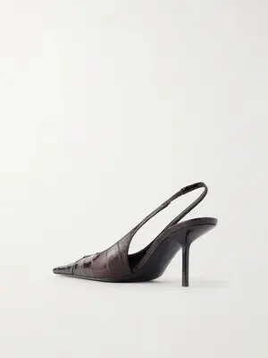 Saint Laurent Babylone 75 Logo-embellished Eel Slingback Pumps