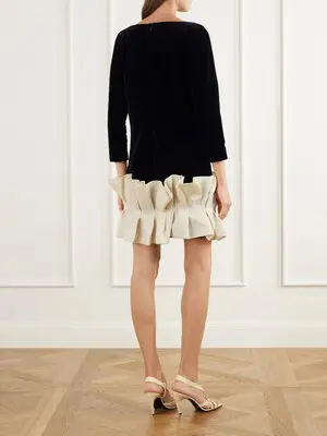 Khaite Valetta Two-tone Ruffled Cotton-velvet Mini Dress