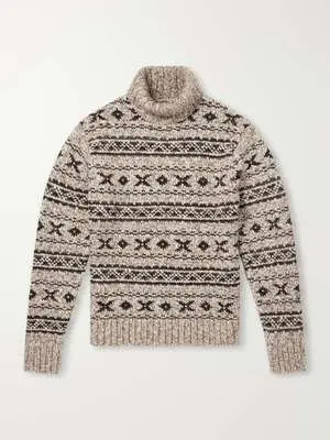 Ralph Lauren Fair Isle Wool-blend Jacquard Rollneck Sweater - Brown
