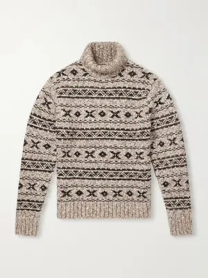 Ralph Lauren Fair Isle Wool-blend Jacquard Rollneck Sweater - Brown