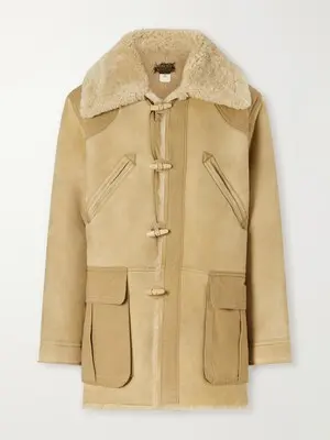 Ralph Lauren Canvas-trimmed Shearling Jacket - Neutrals