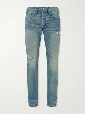 Ralph Lauren Distressed Slim-fit Jeans - Blue