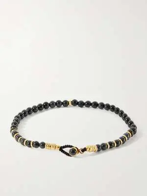 MIKIA Circle 4 Gold-plated Sterling Silver, Malachite And Apatite Beaded Bracelet