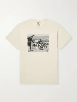 Ralph Lauren Garment-dyed Printed Cotton-jersey T-shirt - Neutrals