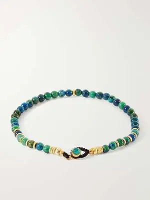 MIKIA Circle 4 Gold-plated Sterling Silver Sapphire Beaded Bracelet