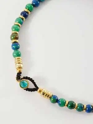 MIKIA Circle 4 Gold-plated Sterling Silver Sapphire Beaded Bracelet