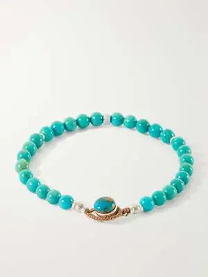 MIKIA Circle 8 Sterling Silver, Turquoise And Shell Beaded Bracelet