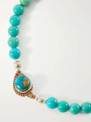 MIKIA Circle 8 Sterling Silver, Turquoise And Shell Beaded Bracelet