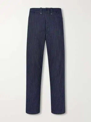 Ralph Lauren Straight-leg Striped Cotton-jacquard Broken-twill Trousers