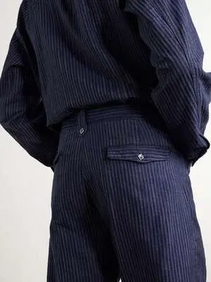 Ralph Lauren Straight-leg Striped Cotton-jacquard Broken-twill Trousers